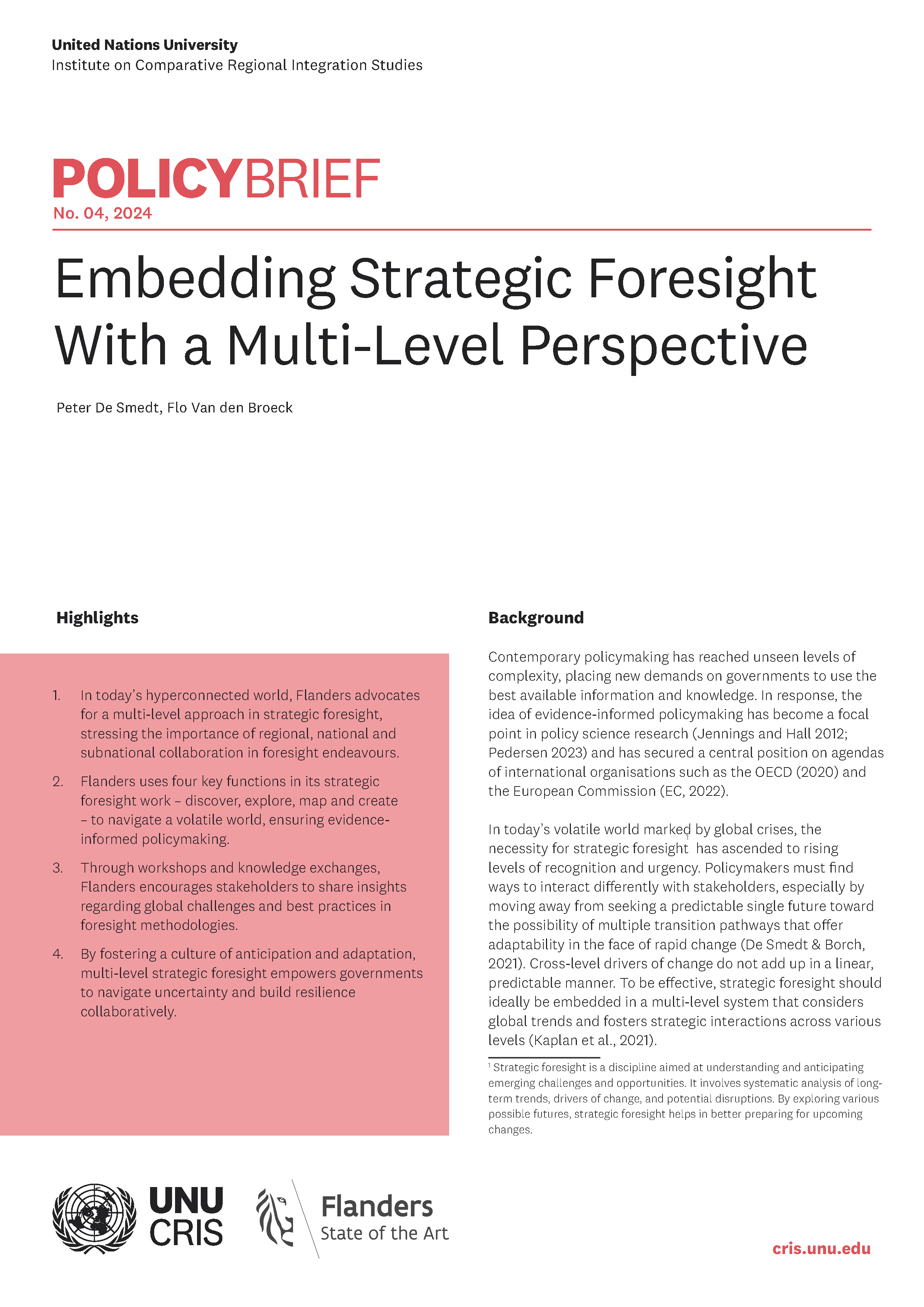 Embedding Strategic Foresight With a Multi-Level Perspective | UNU-CRIS